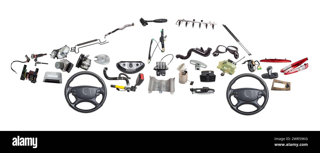 A passenger car assembled from new auto parts for an aftermarket store ...