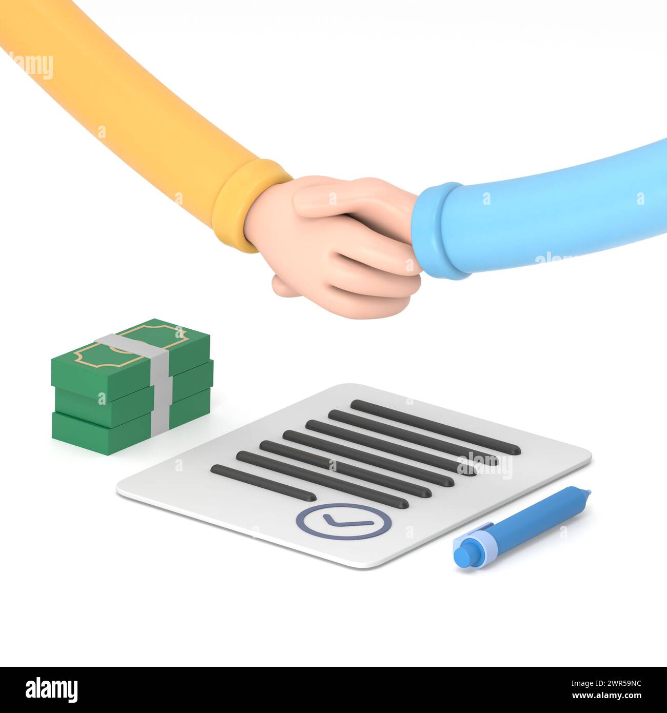 Cartoon Gesture Icon Mockup.isometric 3D illustration, handshake over ...