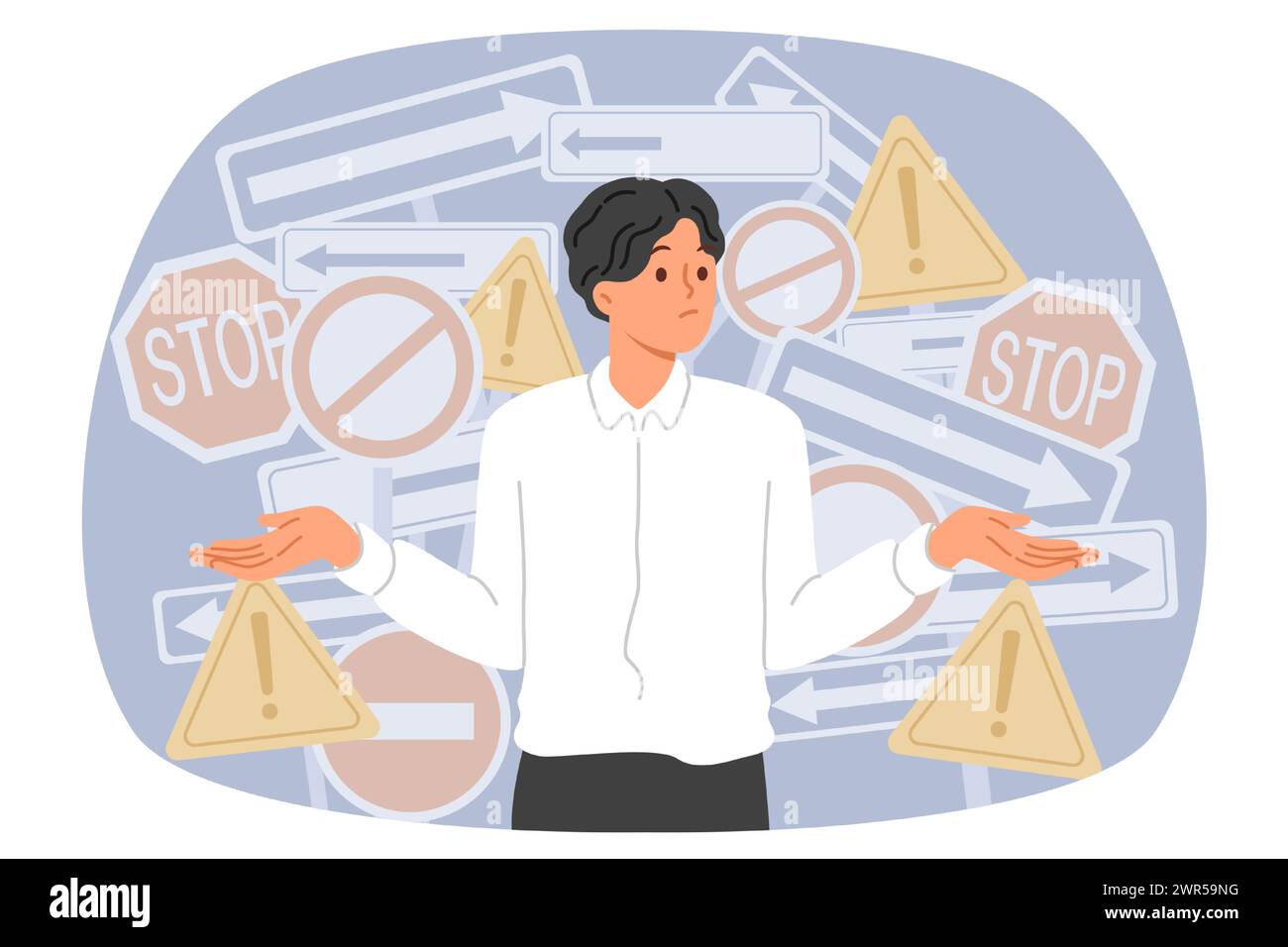 Business man feels confused due to lack of qualifications and stands ...