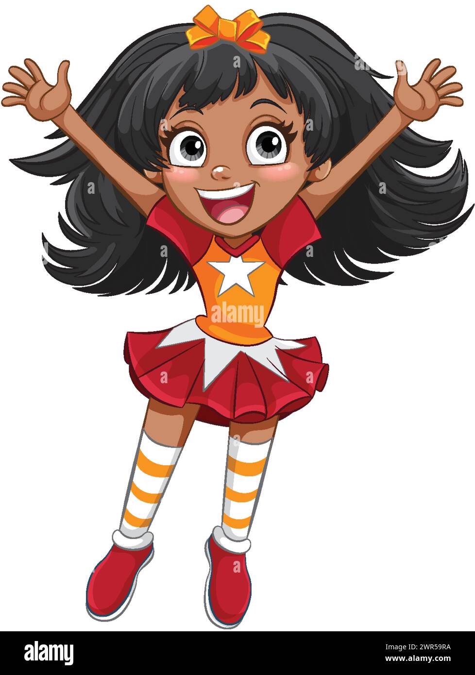 Animated girl in cheerleader outfit, expressing happiness Stock Vector ...