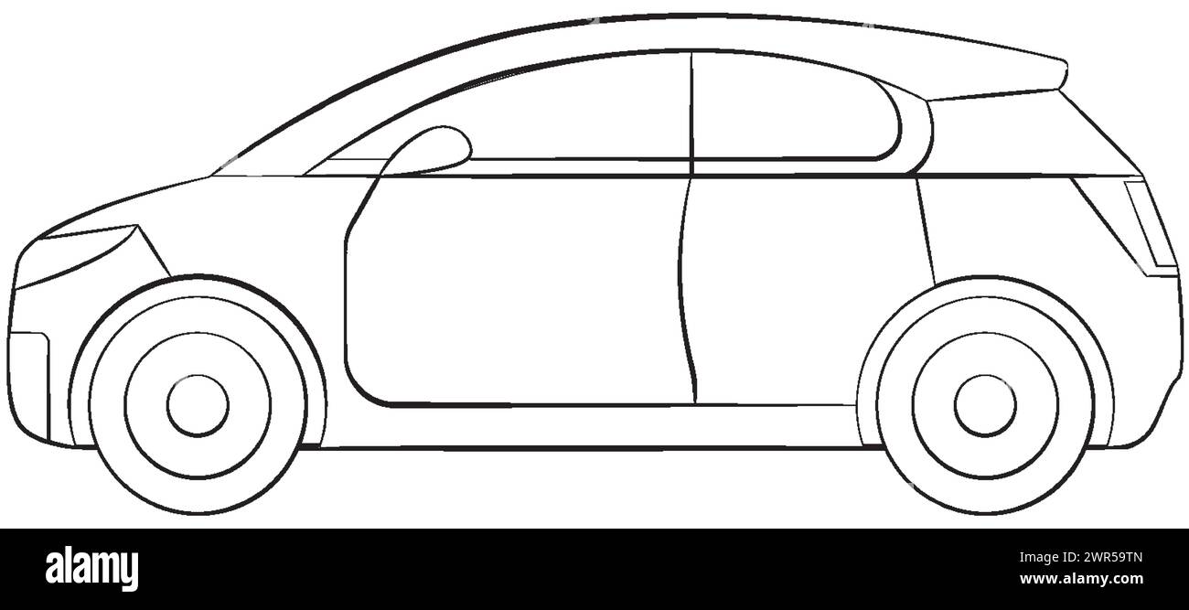 Outline of a modern compact hatchback car Stock Vector Image & Art - Alamy
