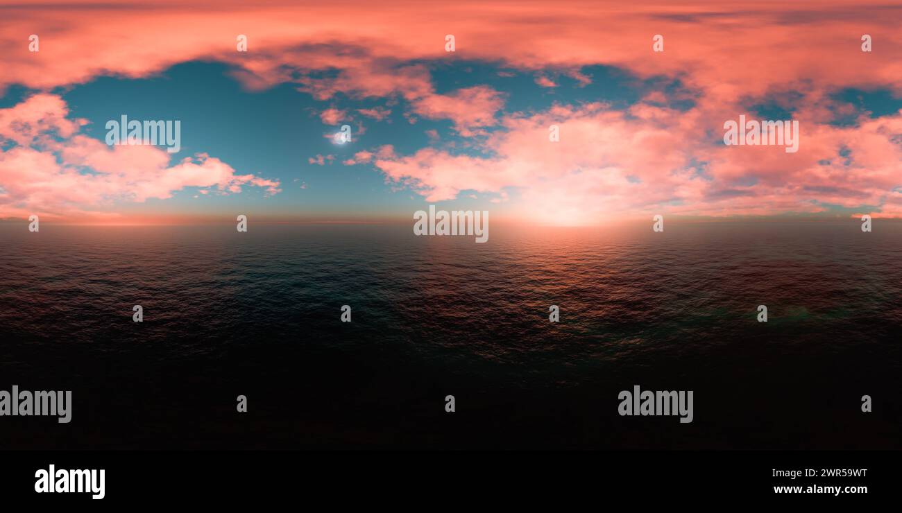 Sunset over the ocean 360 panorama vr environment map Stock Photo - Alamy