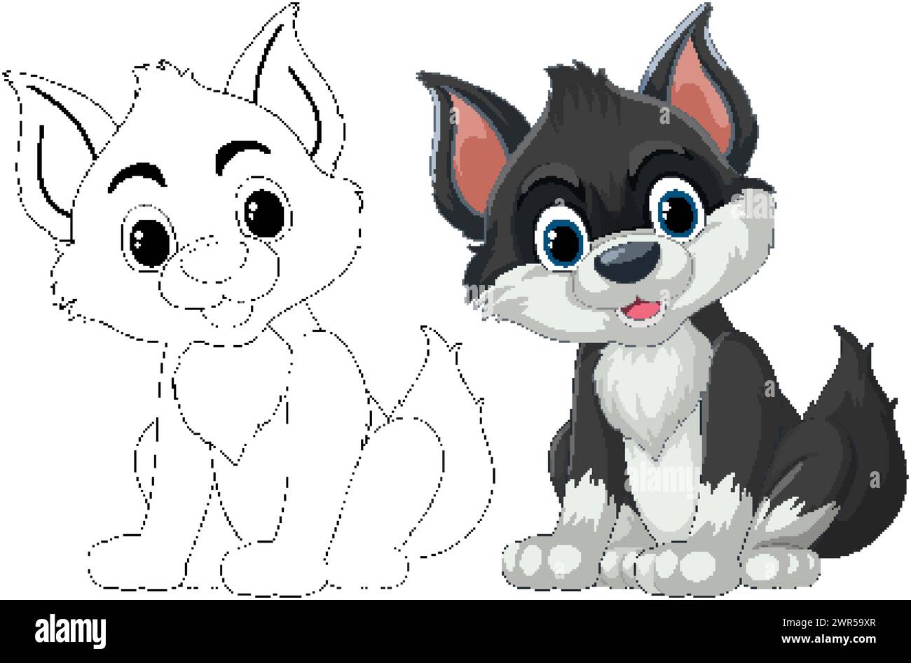 Vector illustration of a dog, outlined and colored Stock Vector Image ...