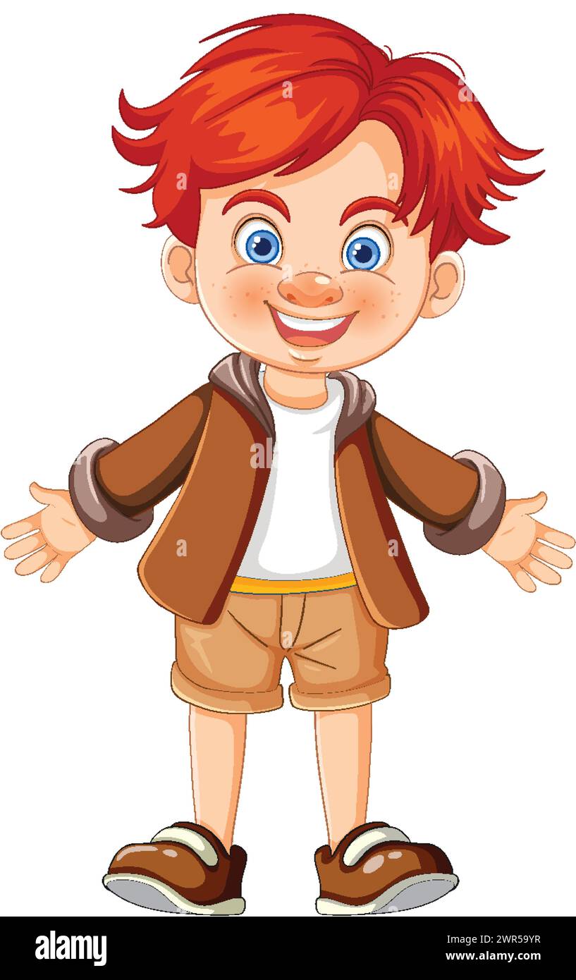 Cheerful young boy with open arms smiling Stock Vector Image & Art - Alamy