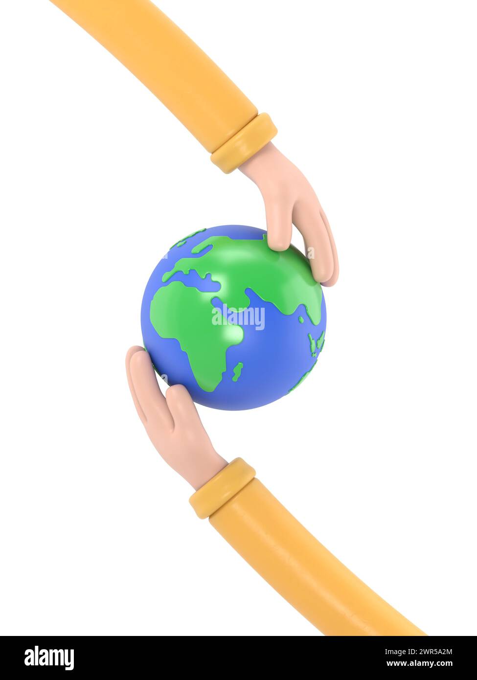 Planet protection concept. Globe in hands icon. 3D illustration flat ...