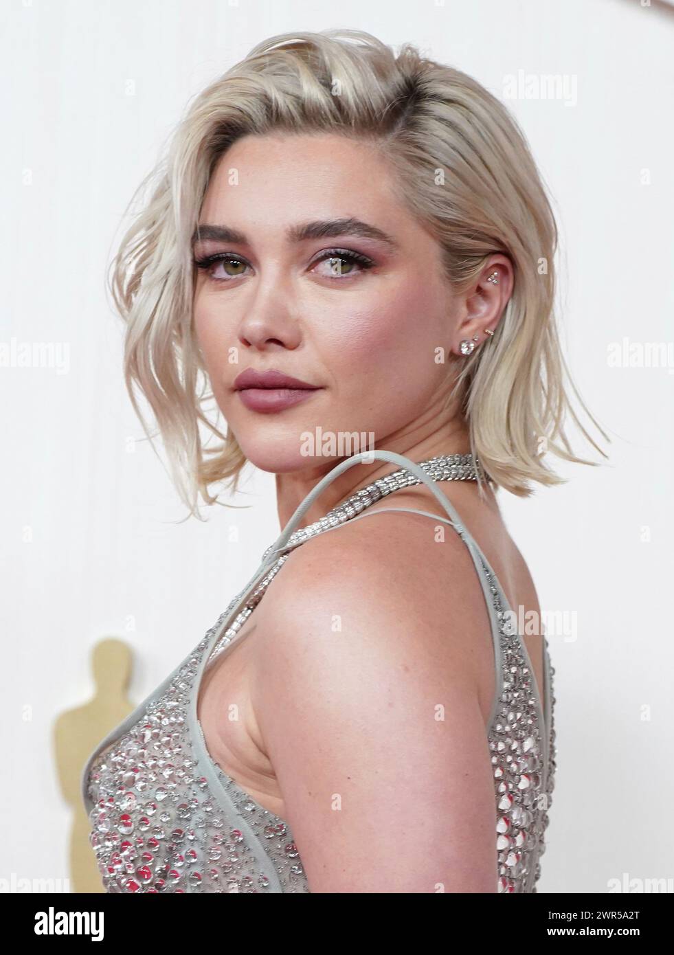 Florence Pugh arrives at the Oscars on Sunday, March 10, 2024, at the ...