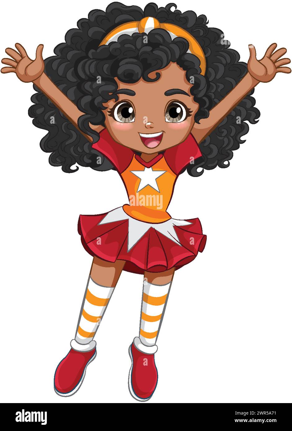 Animated cheerleader girl with a big smile jumping Stock Vector Image ...
