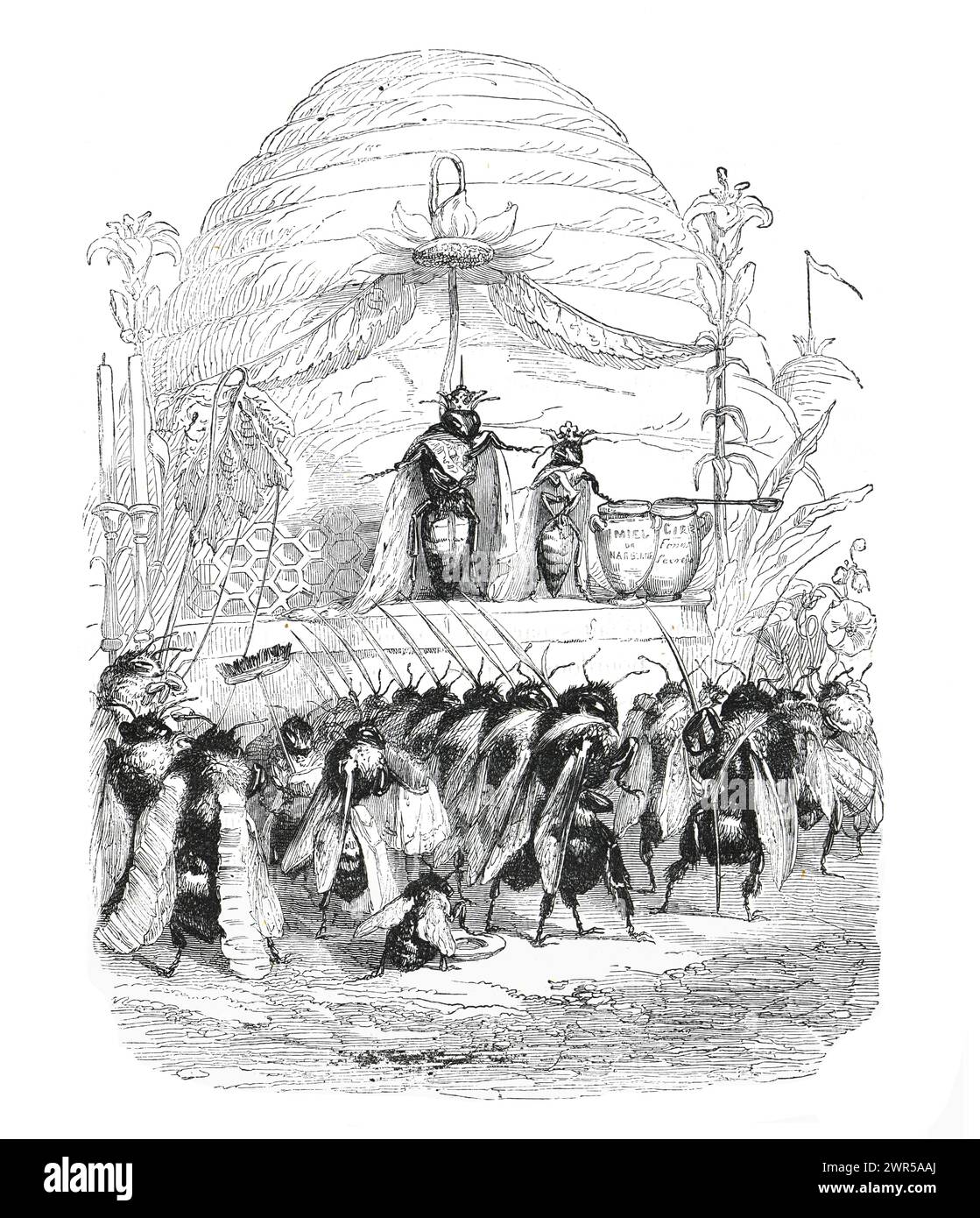 Anthropomorphic animals. humanized queen bee with workers. cyborg ...