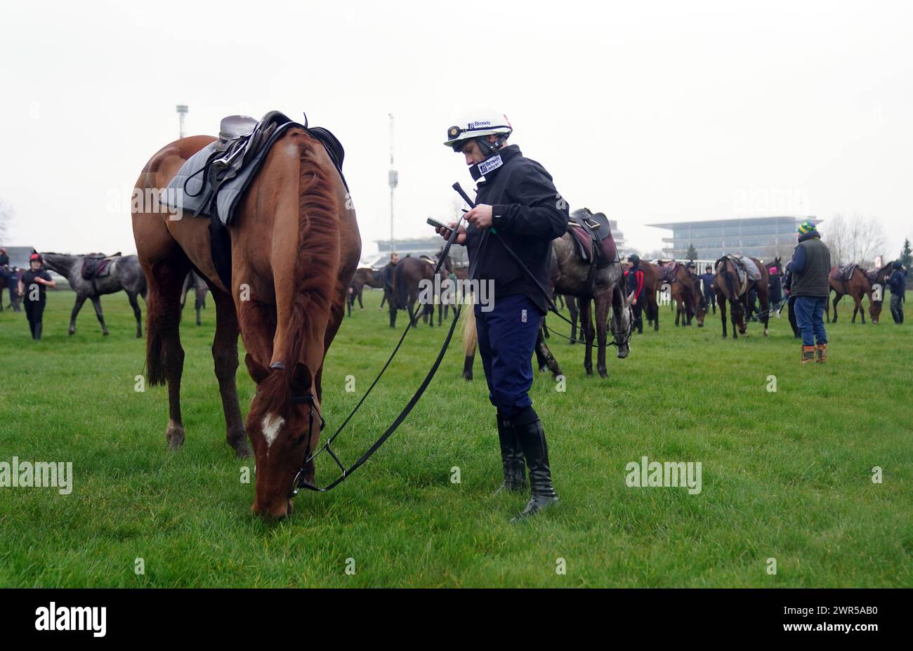 Paul Townend with State Man on the gallops at Cheltenham Racecourse ...