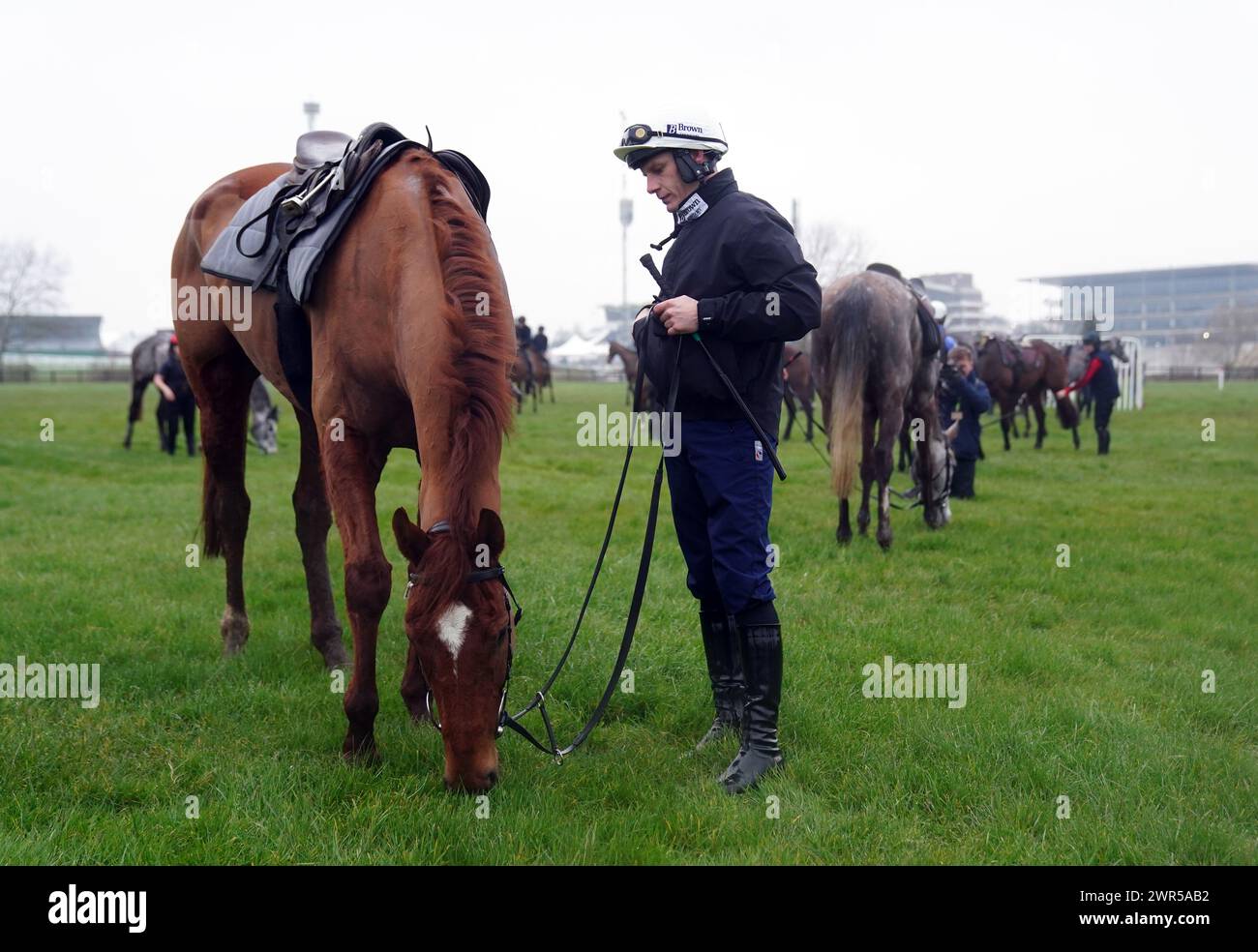 Paul Townend with State Man on the gallops at Cheltenham Racecourse ...