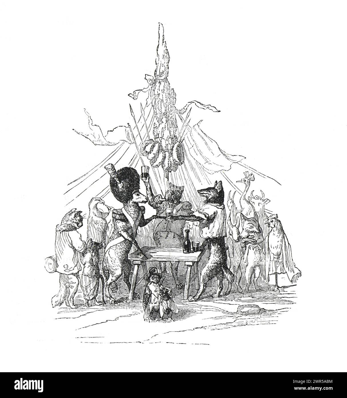 Anthropomorphic animals. humanized wolf and sheep. cyborg animals ...