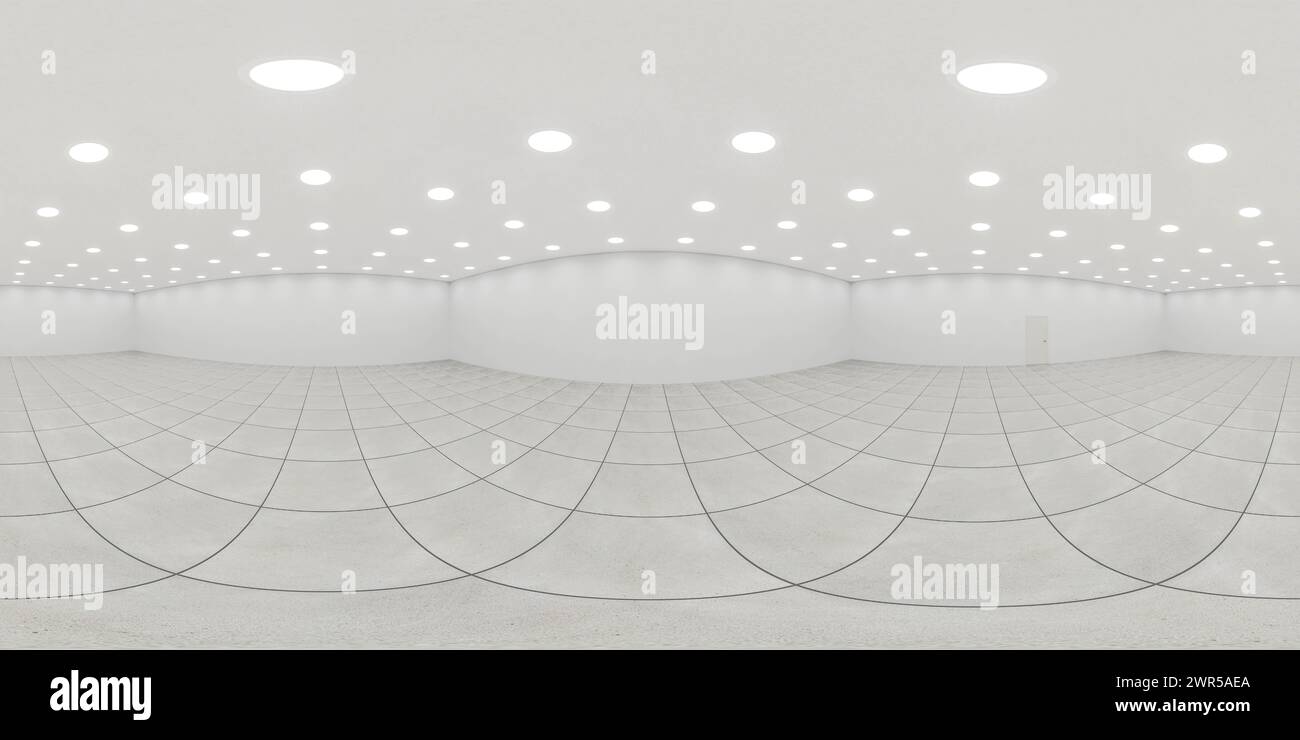 Bright white room with ceiling lights 360 panorama vr environment map ...