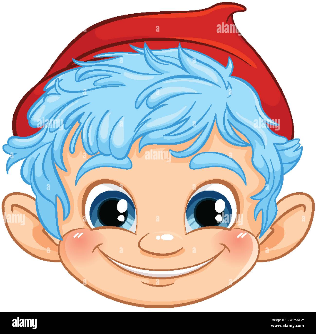 Cartoon illustration of a smiling elf with blue hair Stock Vector Image ...