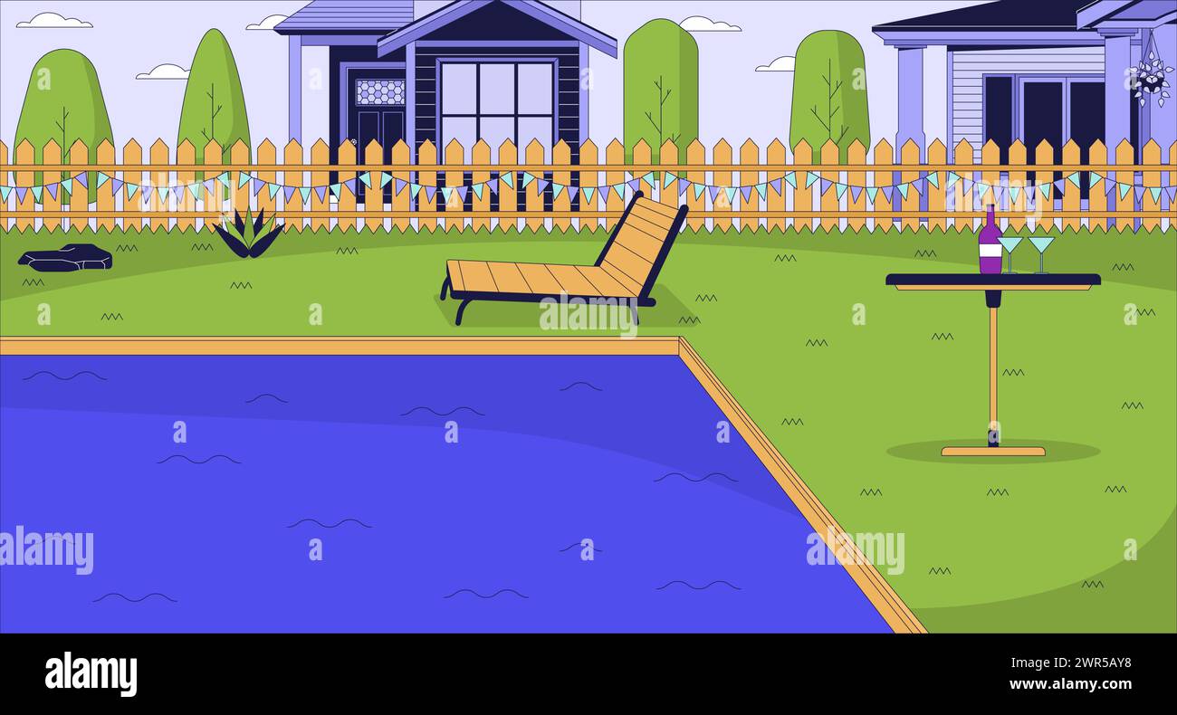 Luxury poolside area cartoon flat illustration Stock Vector Image & Art ...