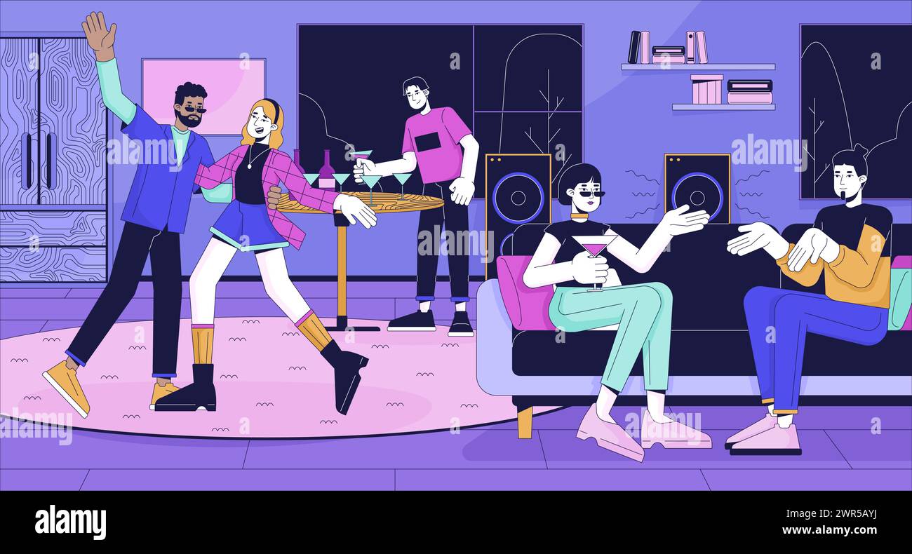 Home party cartoon flat illustration Stock Vector Image & Art - Alamy