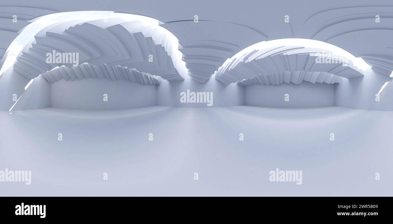 An empty room with white walls and ceiling 360 panorama vr environment ...