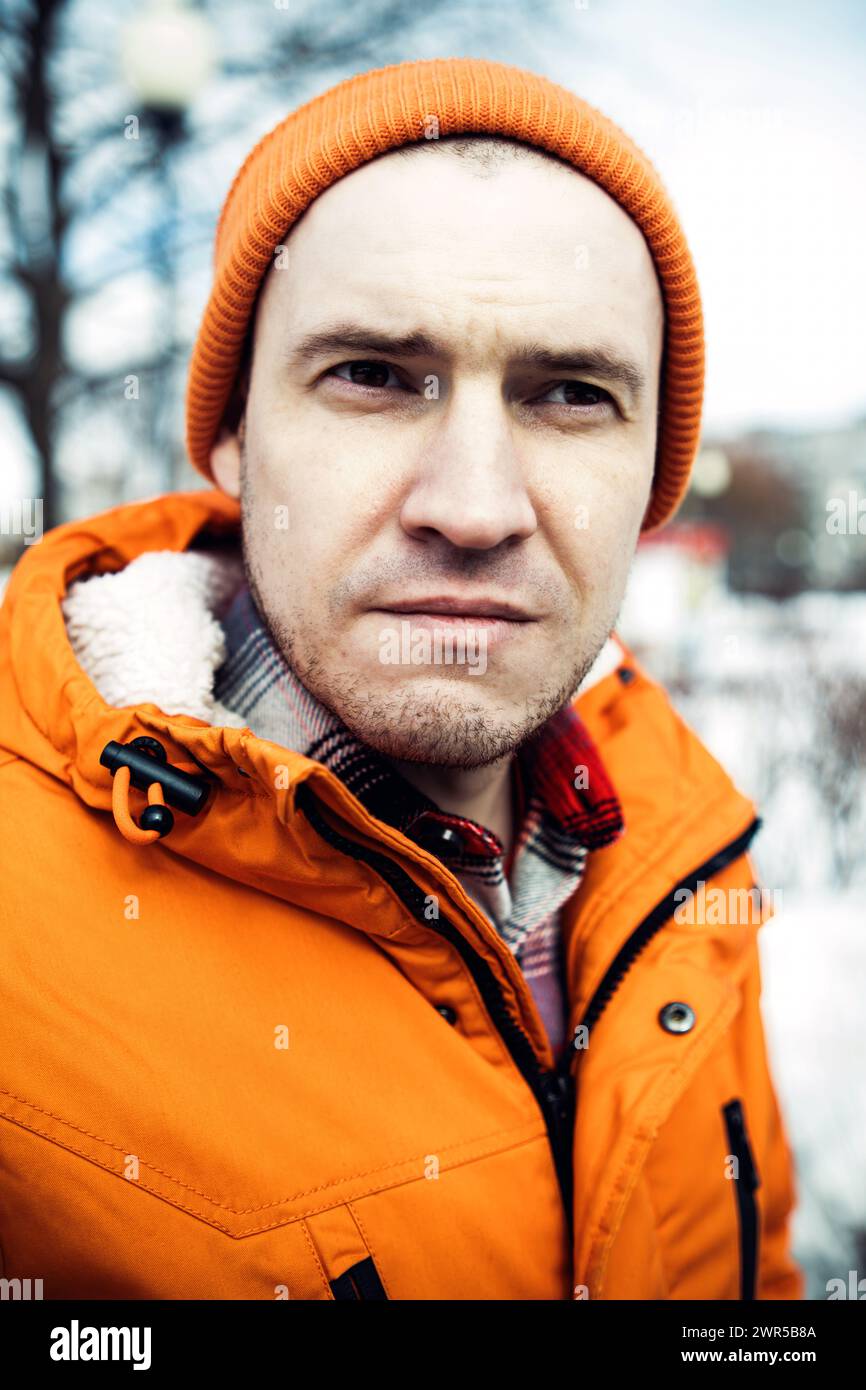 Portrait man wearing orange hi-res stock photography and images - Alamy