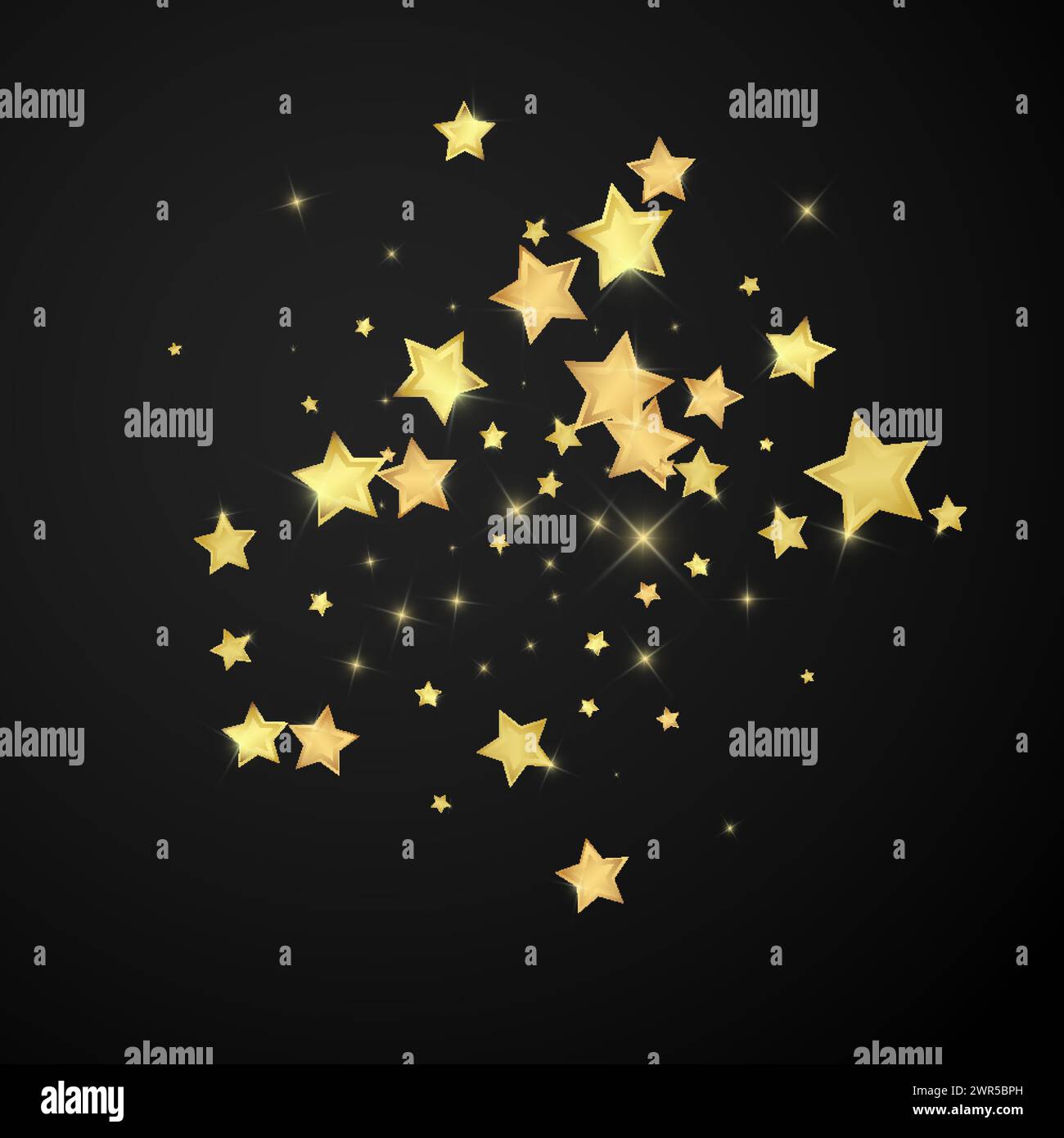 Magic stars vector overlay. Gold stars scattered around randomly ...