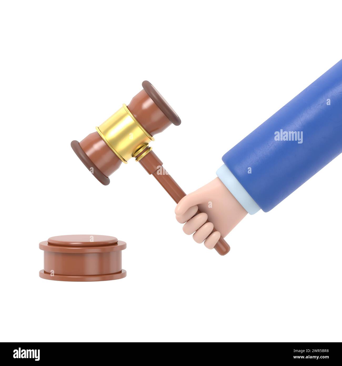 Cartoon Gesture Icon Mockup.Justice. Hand holding judges gavel. 3D ...