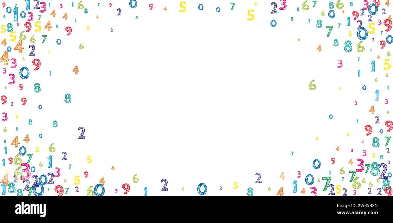 Falling colorful orderly numbers. Math study concept with flying digits ...