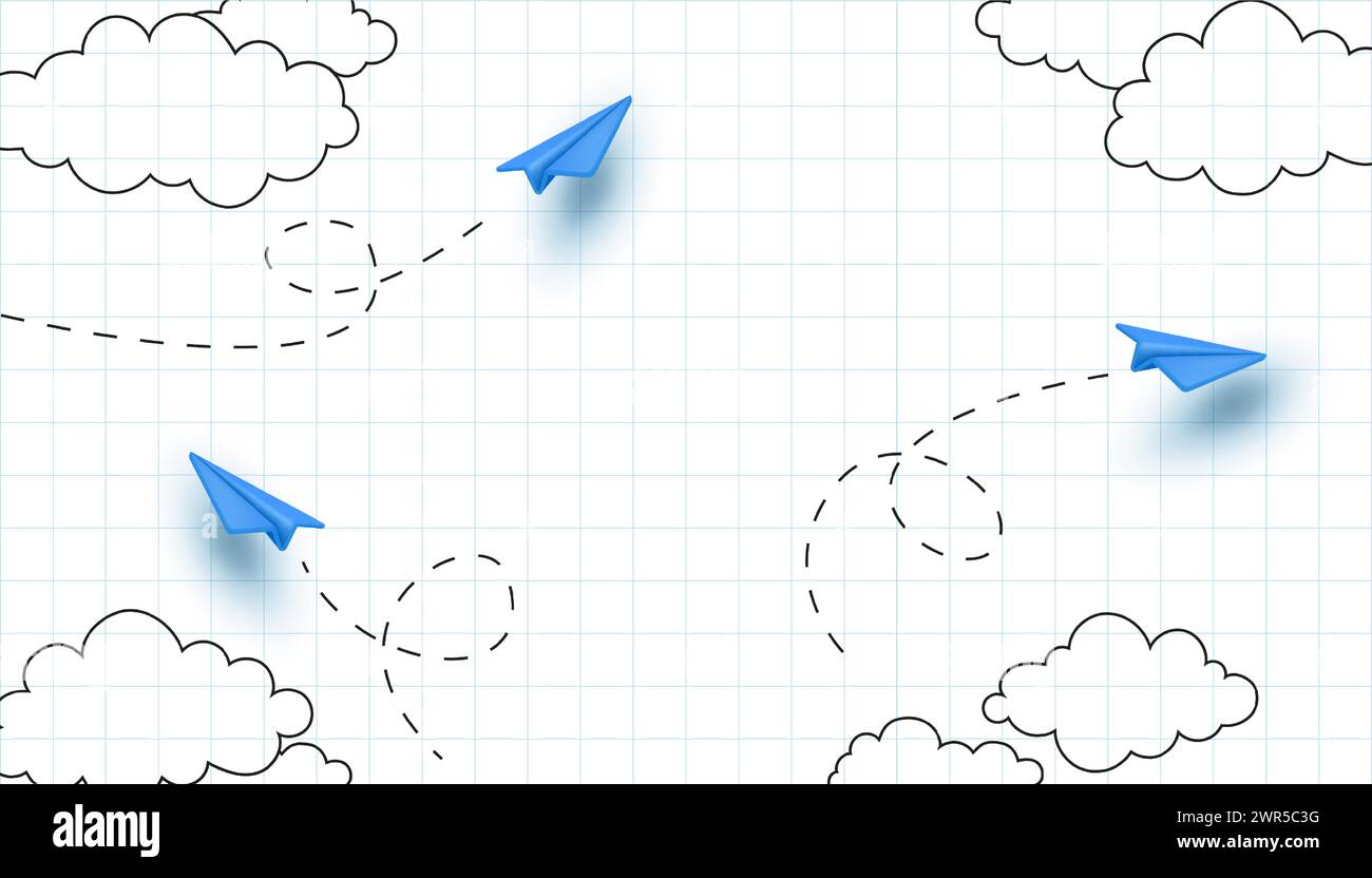 School background. 3D paper plane. Back to education for children ...