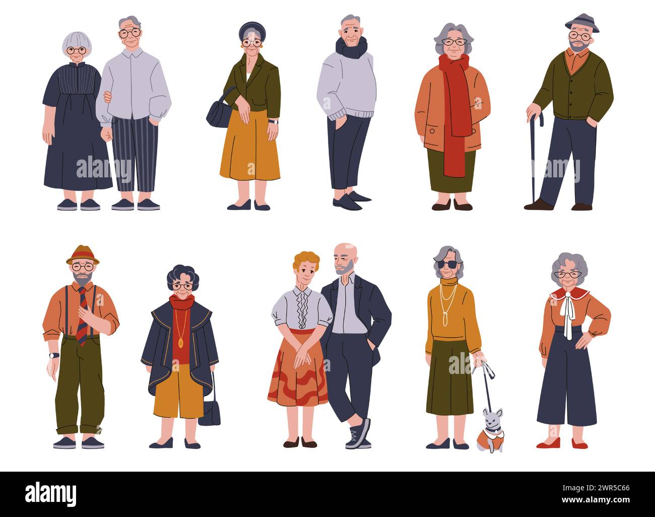 Old people. Senior family, woman, man and couple characters, happy ...