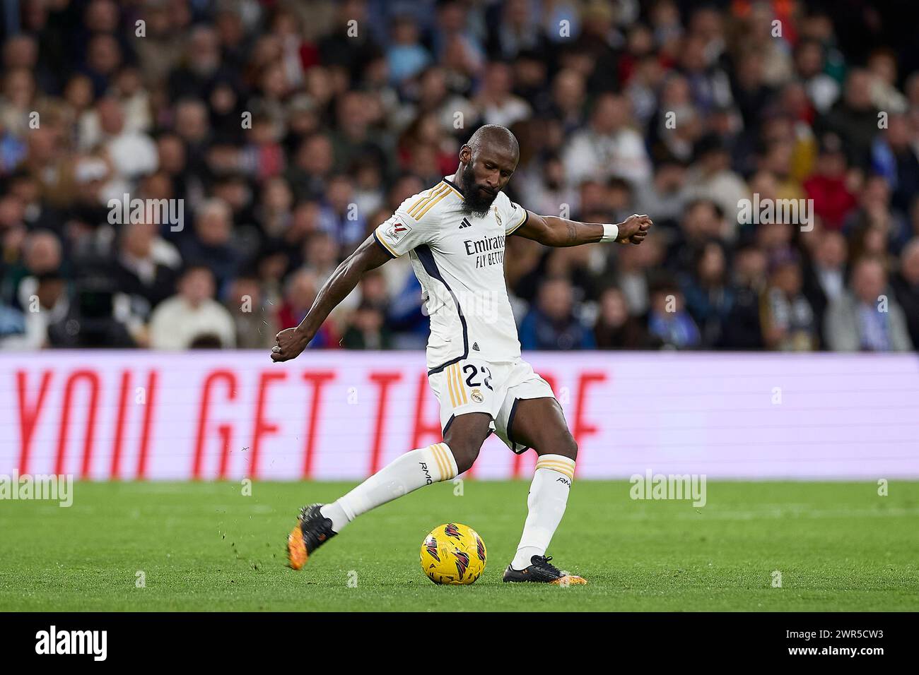 Antonio Rudiger of Real Madrid CF in action during the La Liga week 28 ...