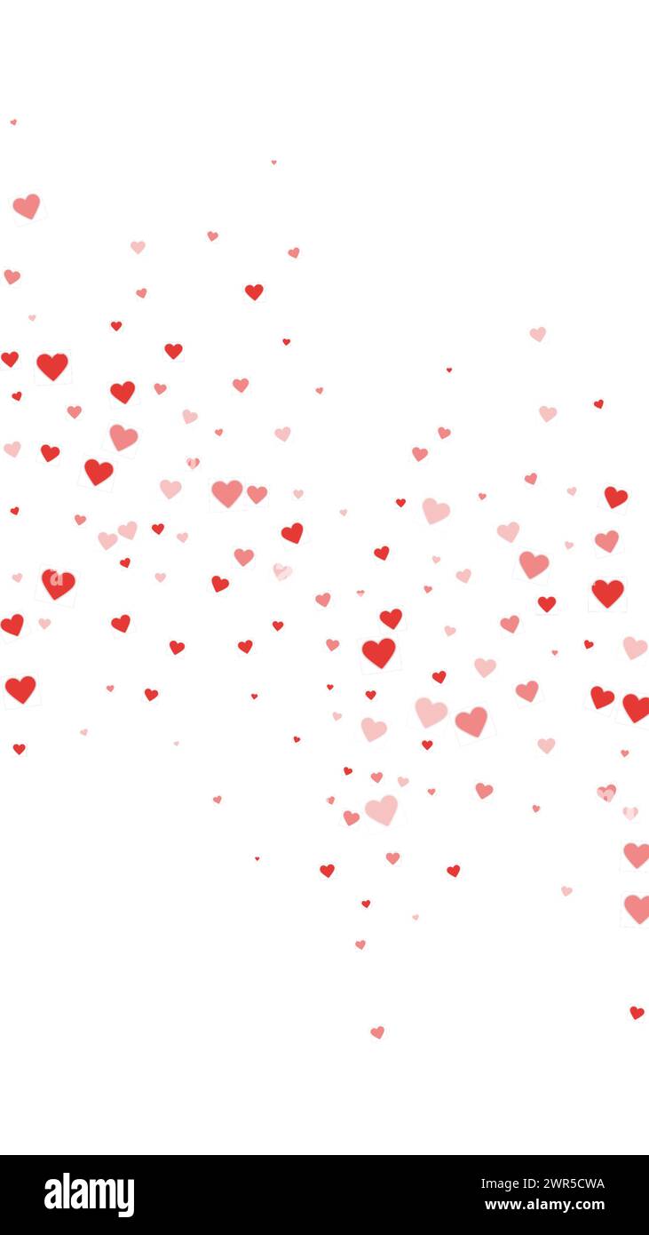 Valentine hearts, flying, falling down, floating. Red hearts scattered ...