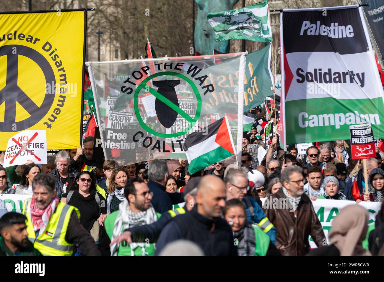 Pro Palestine protest march in London, UK, protesting against the ...