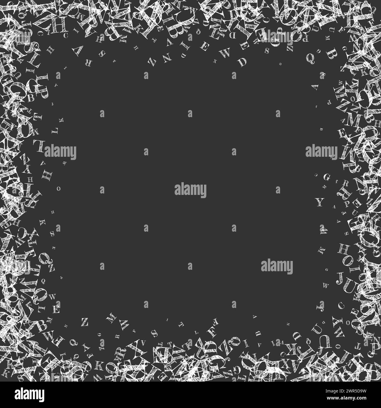 Concept of school background. White chalk falling letters of English ...