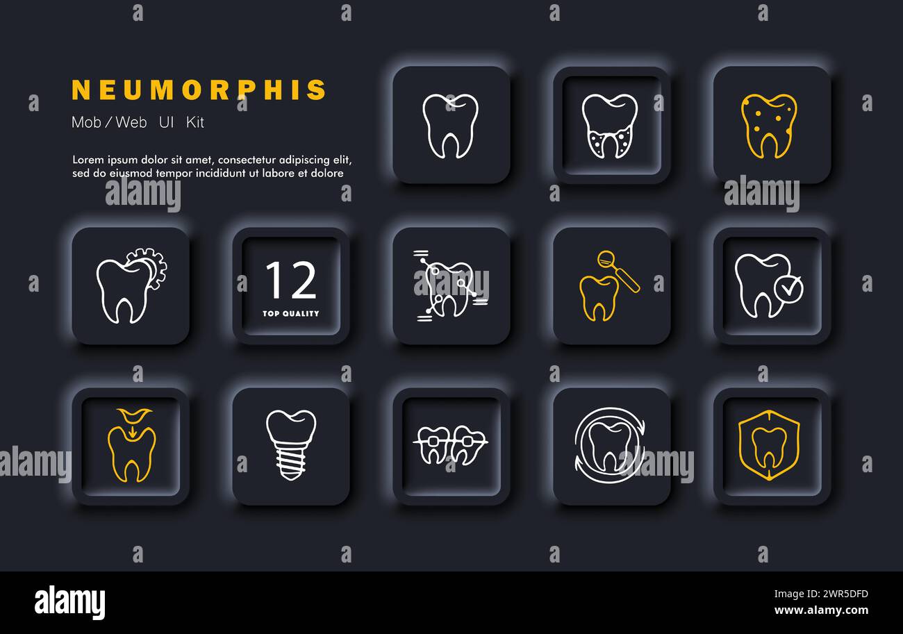 Teeth set icon. Tooth, its analysis, caries, oral health, tooth ...