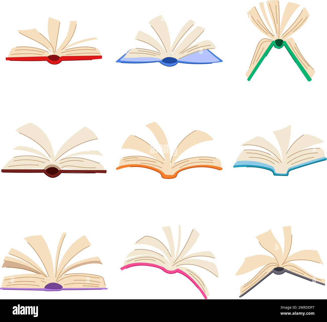 book open set cartoon vector illustration Stock Vector Image & Art - Alamy