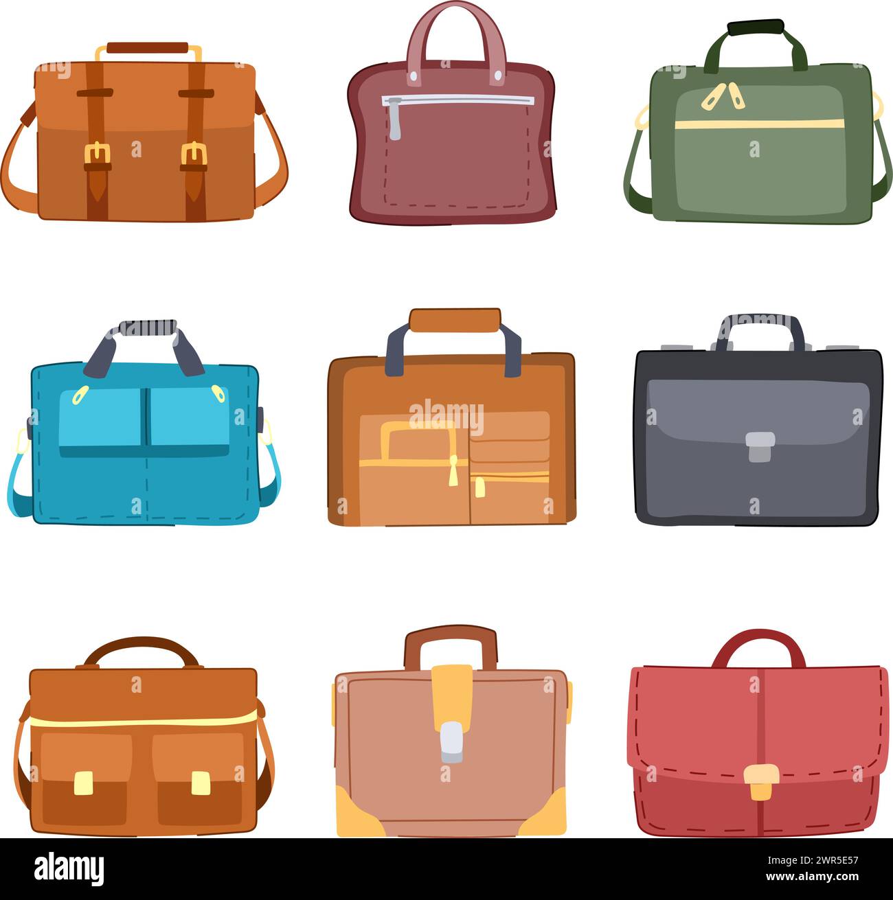 briefcase leather set cartoon vector illustration Stock Vector Image ...