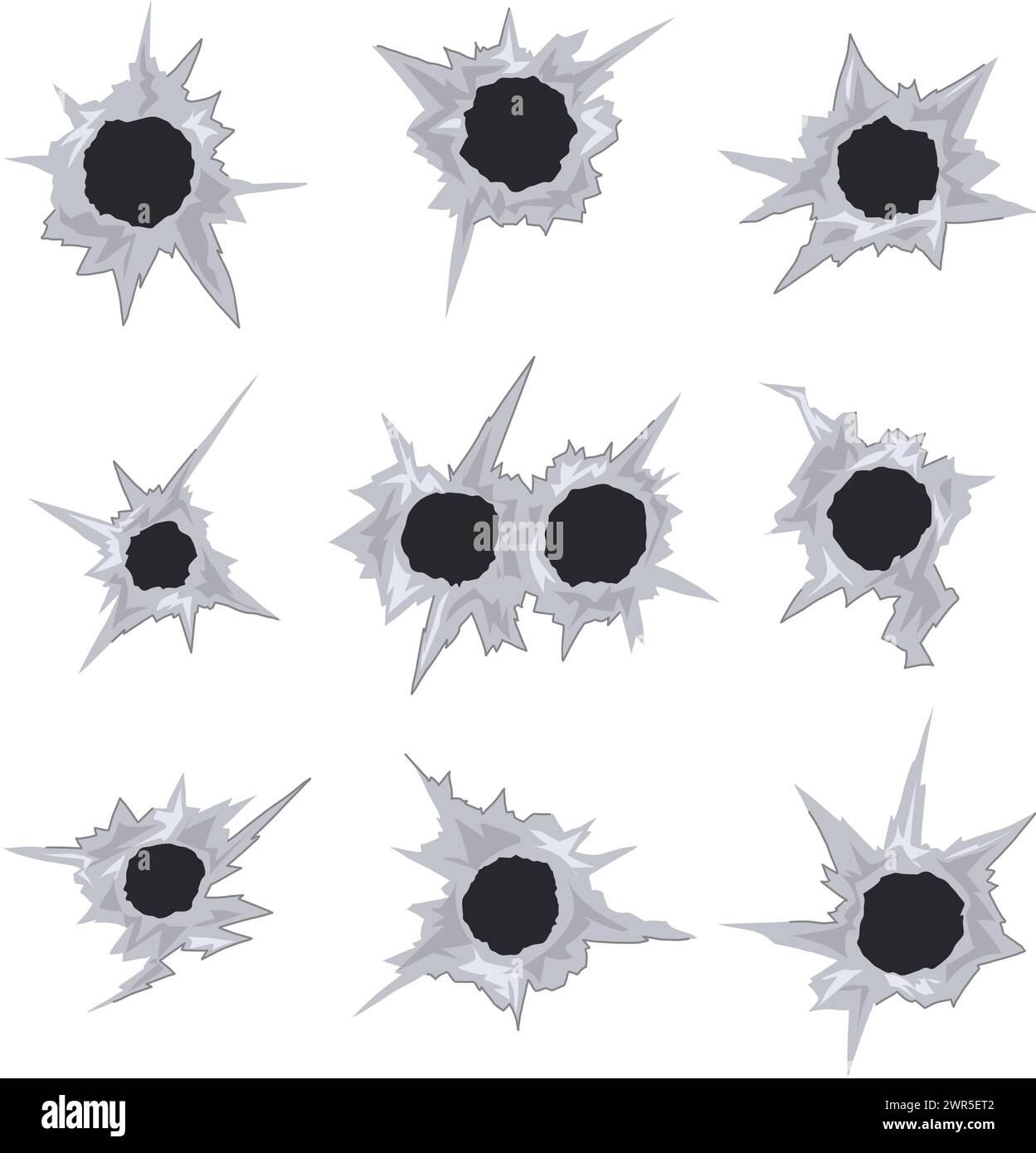 bullet hole set cartoon vector illustration Stock Vector Image & Art ...