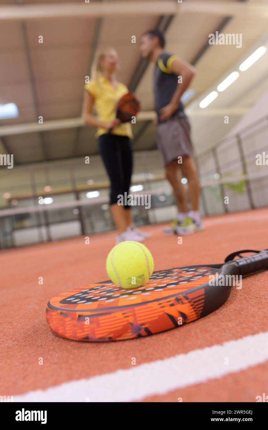 male and female squash game players with rackets Stock Photo - Alamy