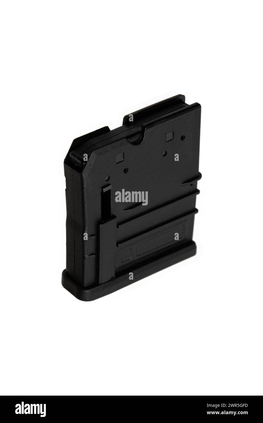 Clip for a rifle or carbine. Ammunition for weapons. Isolate on a white ...