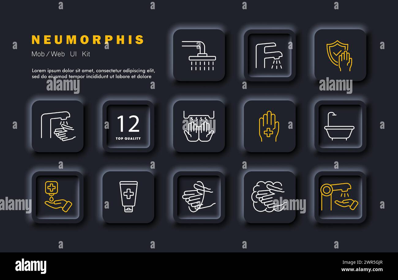 Washing set icon. Disinfection, water tap, bath, bathing, soaping and ...