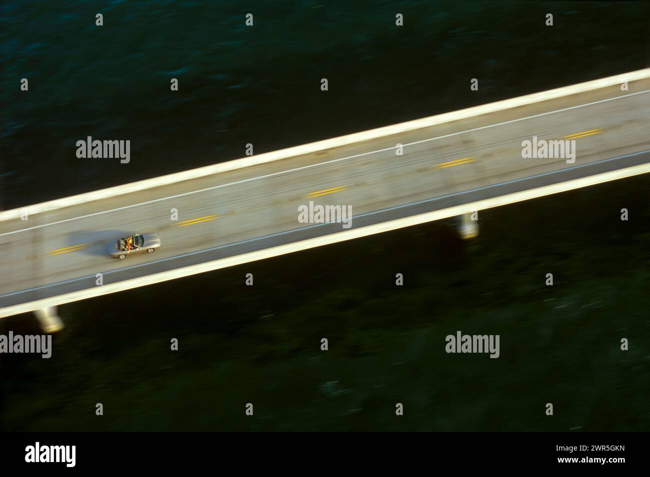 USA: Florida: Florida Keys: Driving over the Seven Mile Bridge along ...