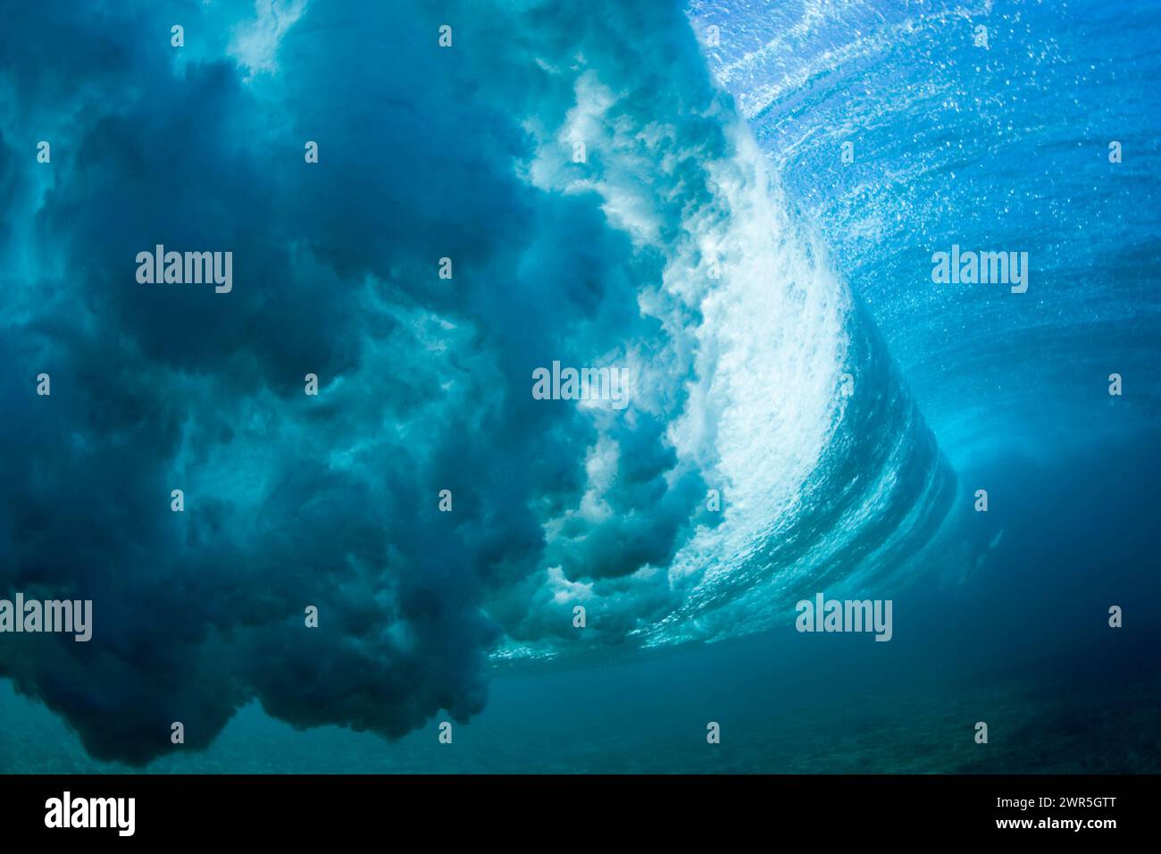 Underwater view of a turbulent wave, Hawaii, USA Stock Photo - Alamy