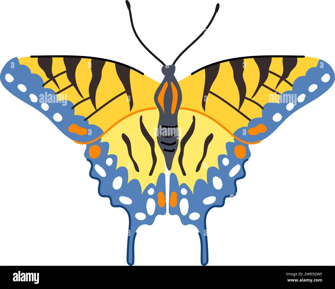 yellow butterfly cartoon vector illustration Stock Vector Image & Art ...