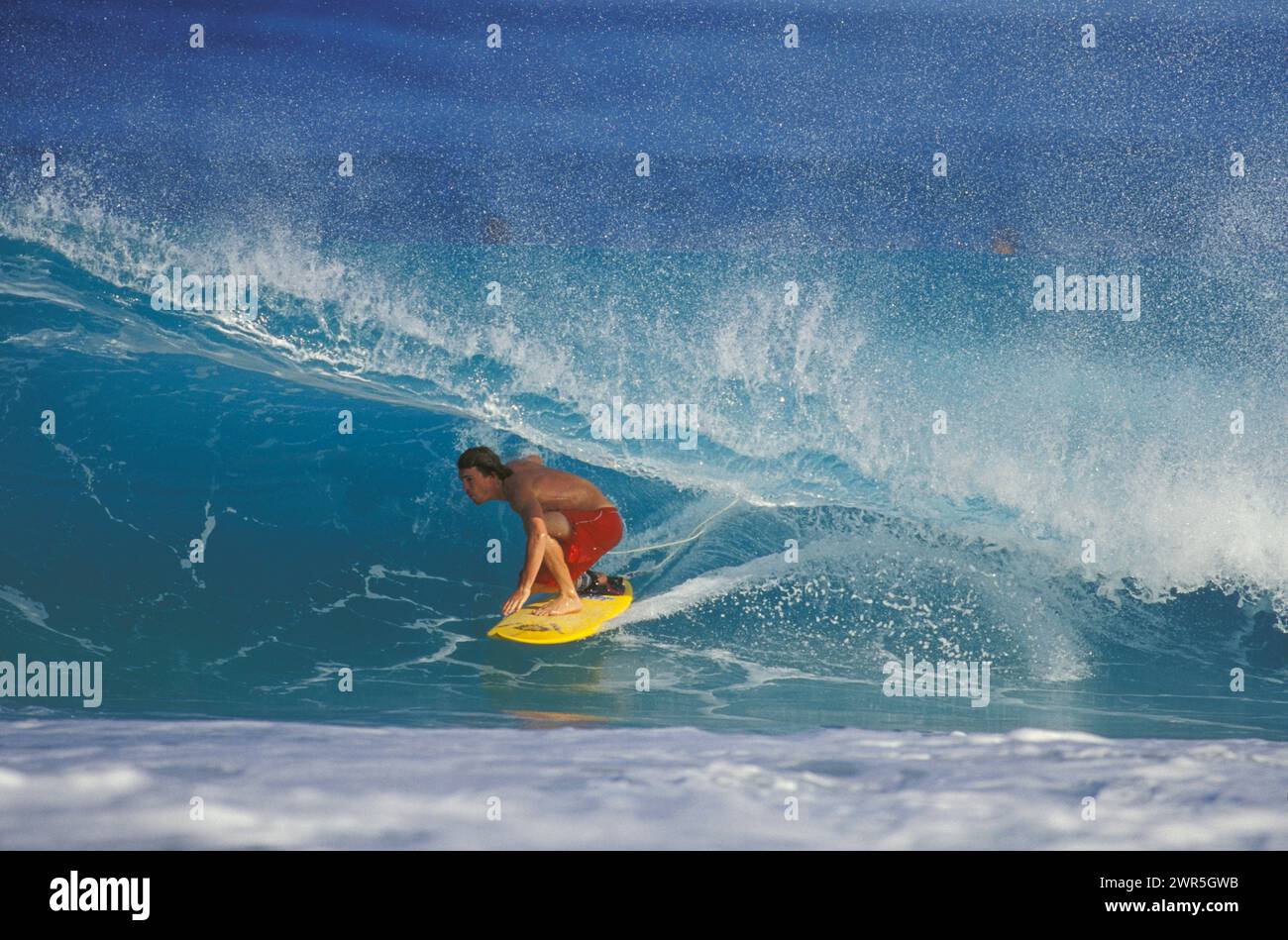 Surfer inside the tube at Log Cabins, Hawaii Stock Photo - Alamy