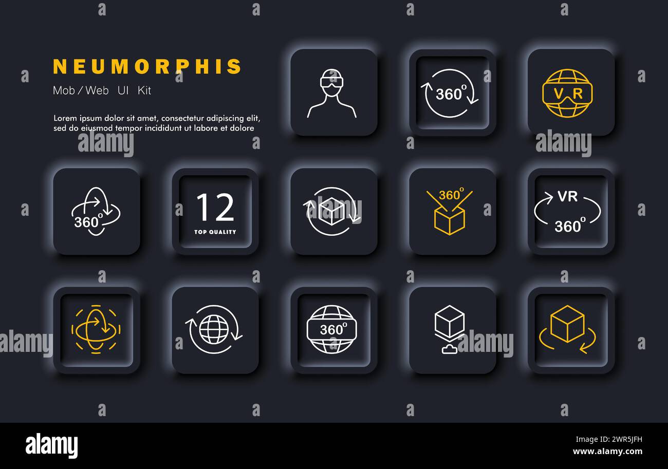 VR set icon. Virtual reality helmet, 360 degrees, full coverage ...