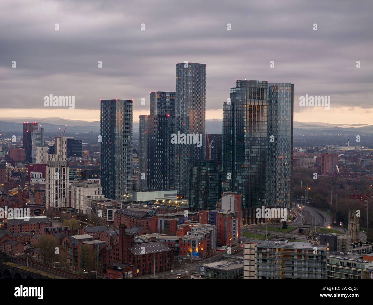 Aerial view manchester city centre hi-res stock photography and images ...