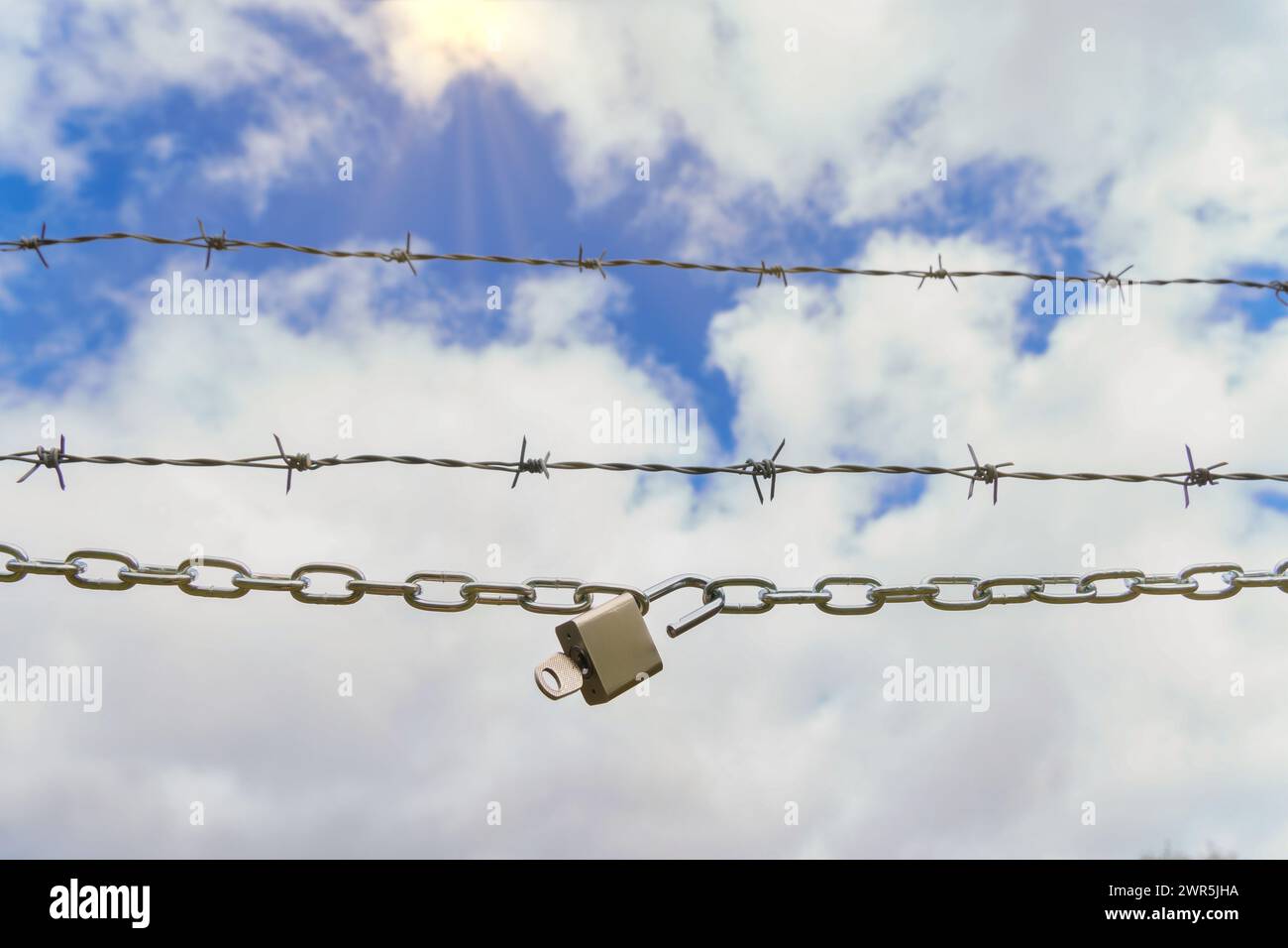 Barbed wire fence metal gate hi-res stock photography and images - Alamy