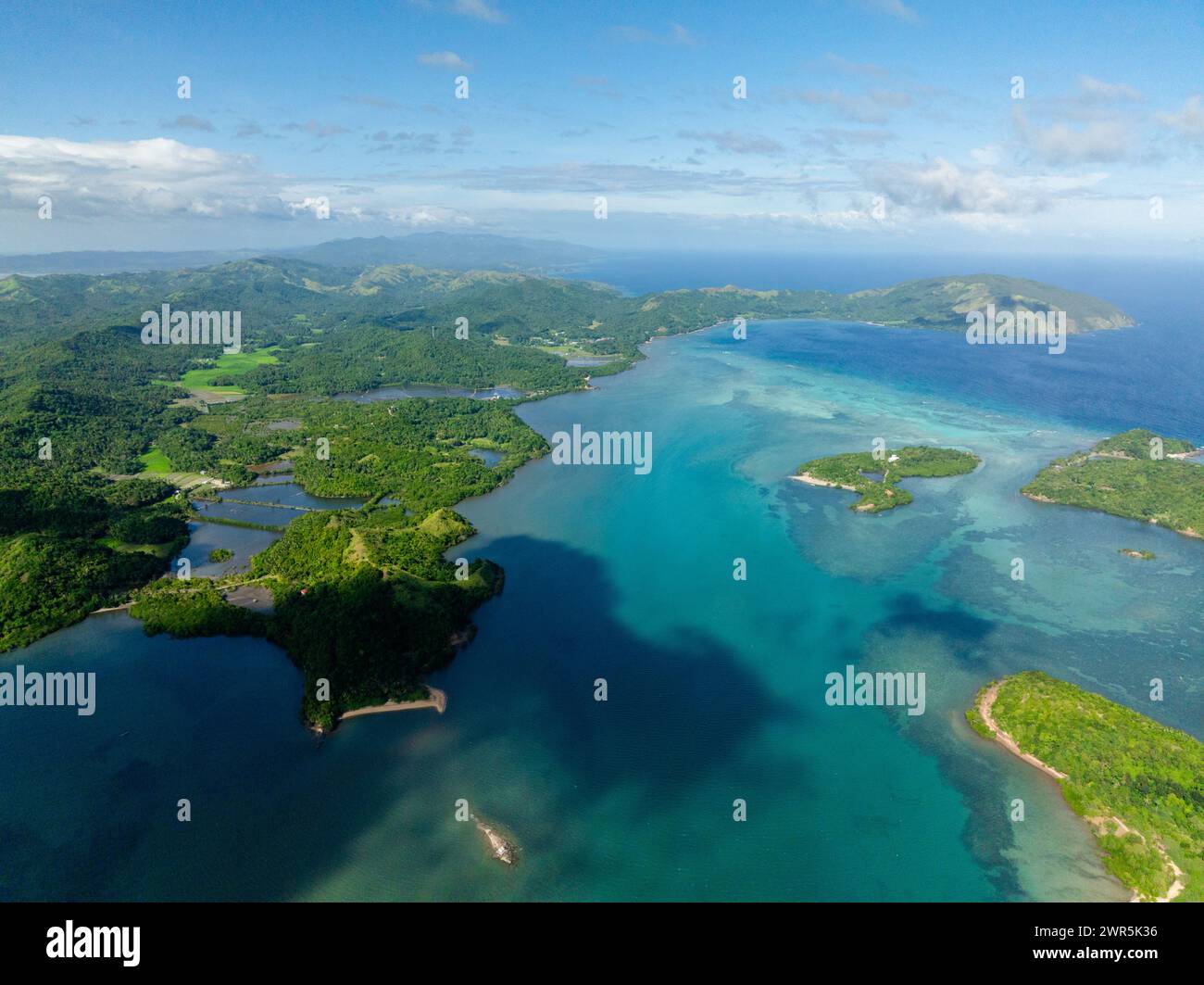 Manamoc and Cabangajan Island with turquoise sea water. Santa Fe ...