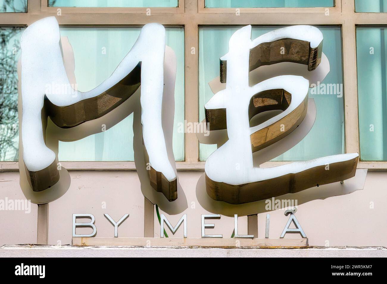 Architectural features of ME Madrid Reina Victoria hotel, Madrid, Spain ...