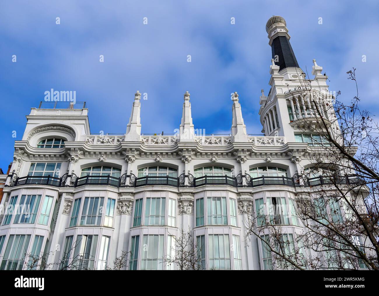 Architectural features of ME Madrid Reina Victoria hotel, Madrid, Spain ...