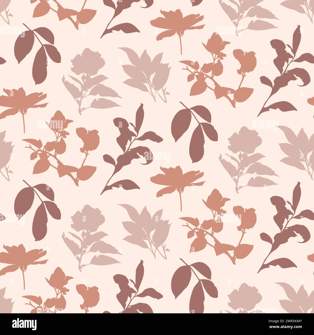 Botanical Floral Seamless Pattern Leaves, Branches Stock Vector Image ...