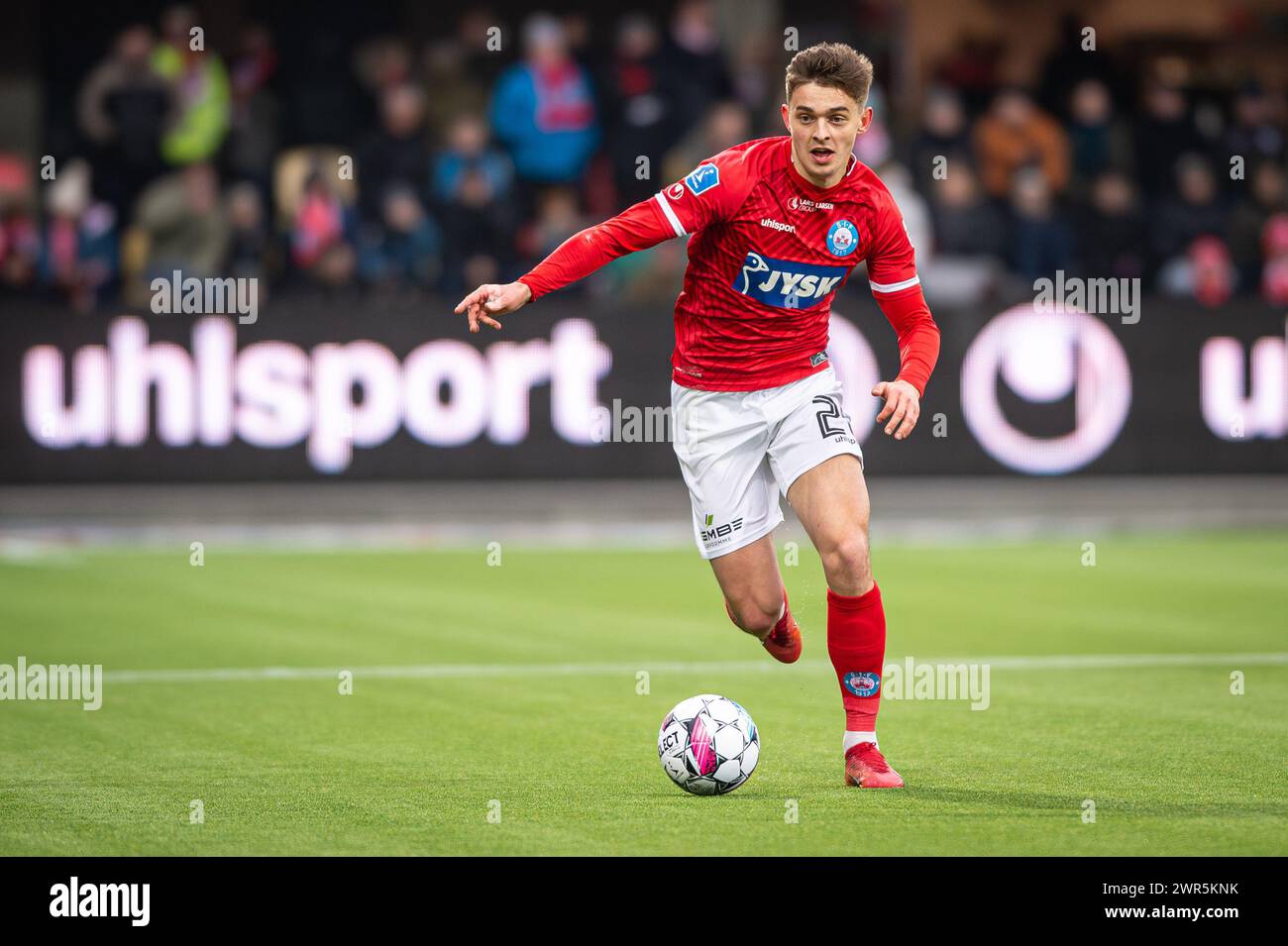 Silkeborg, Denmark. 10th Mar, 2024. Mads Larsen (20) of Silkeborg IF ...