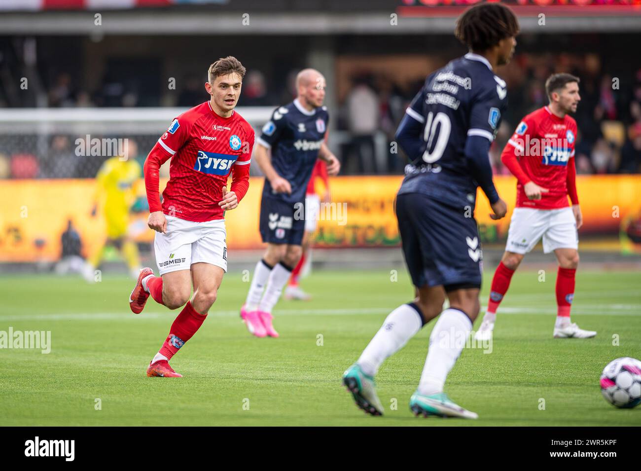 Silkeborg, Denmark. 10th Mar, 2024. Mads Larsen (20) of Silkeborg IF ...
